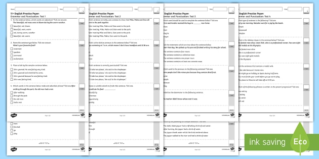 11+ Practice English Grammar and Punctuation Test - 11+ Practice Resources