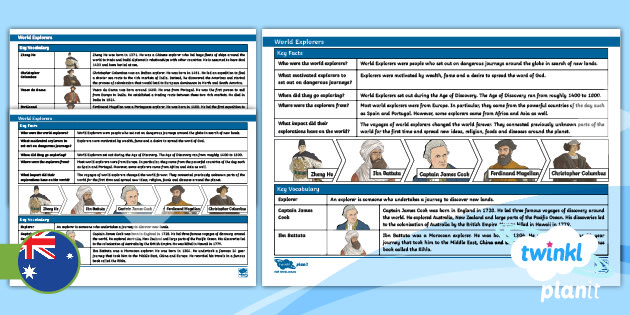 Year 4 HASS History World Explorers Knowledge Organiser