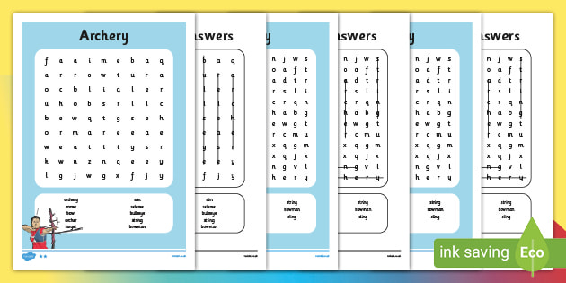 Archery Word Search (teacher made)