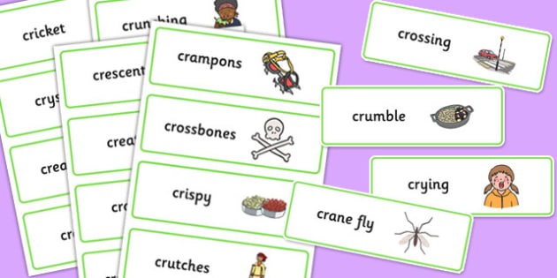 Two Syllable CR Word Cards
