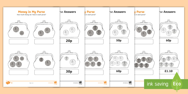 Money in My Purse Differentiated Worksheet (teacher made)