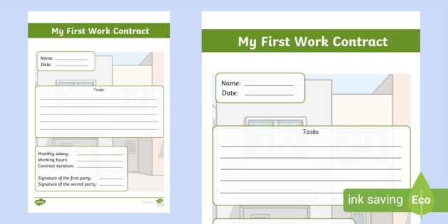 My First Work Contract (teacher made)