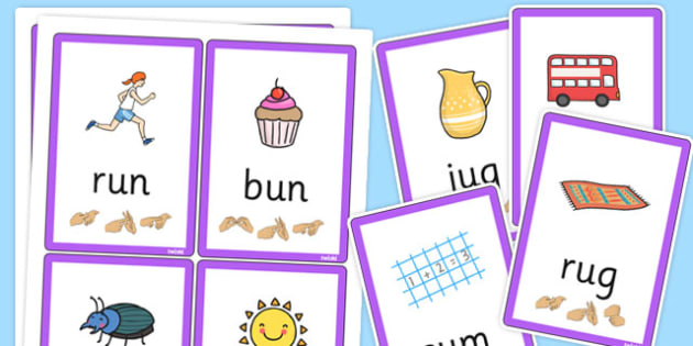 CVC Flash Cards with British Sign Language u (teacher made)
