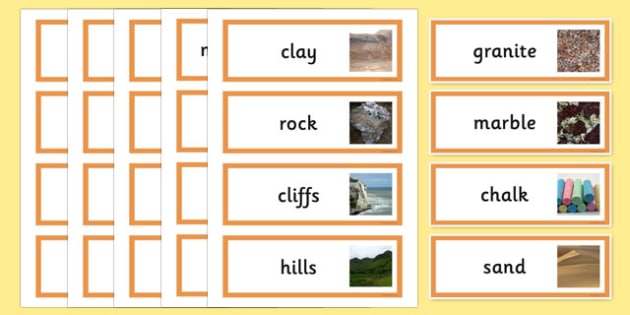 Rocks and Soils Topic Word Cards (Teacher-Made)