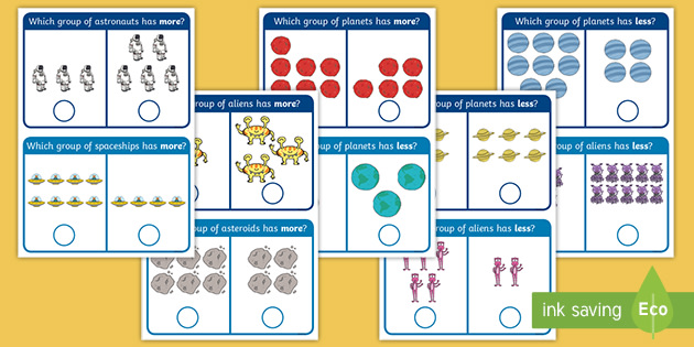 Space Themed More or Less Clip Cards Activity (teacher made)