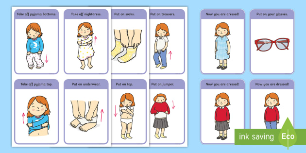Getting Dressed Routine Cards Girls teacher Made 