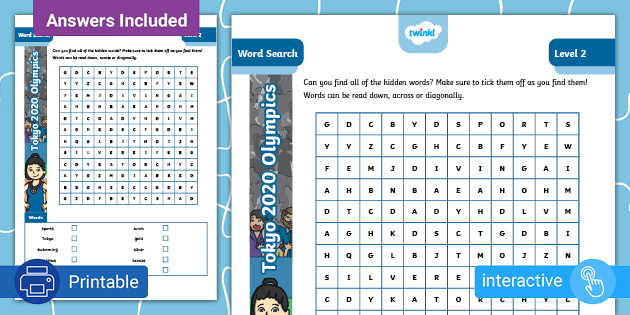 2020 Olympics Word Search – Level 2 – Twinkl – Kids Puzzles