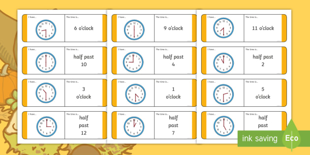 Early Level Autumn Themed Time Loop Cards (teacher made)