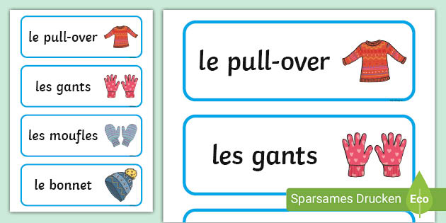 FREE! - Cartes de vocabulaire: Les vêtements d'hiver (Winterkleidung