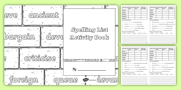 Year 5 and 6 Spelling list - Activity Book (teacher made)