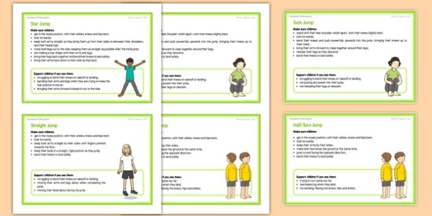 Foundation PE (Reception) - Types of Jumps Teacher Support Cards