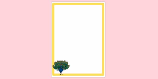 FREE! - Simple Peacock Page Border | Page Borders | Twinkl