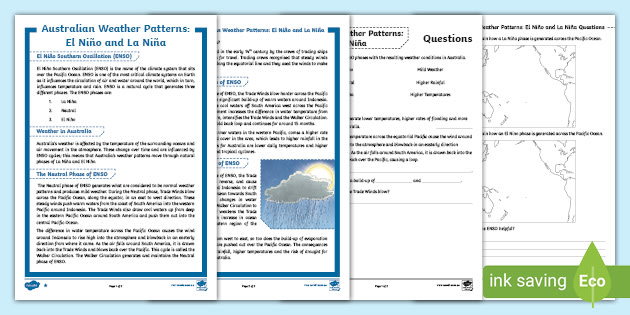 Weather Patterns: El Niño and La Niña Reading Comprehension