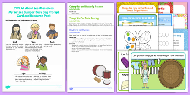 All About Me/Ourselves - My Senses Bumper Busy Bag Resource Pack For ...