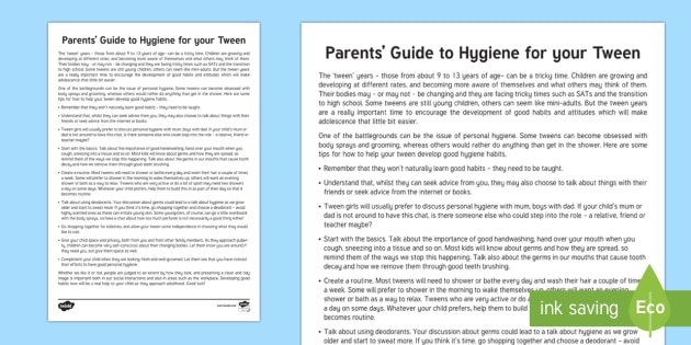 Parents' Guide to Personal Hygiene for your Tween Parent and Carer