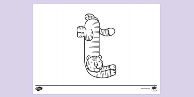 FREE! - T Tiger Lowercase Colouring Sheet | Colouring Sheets
