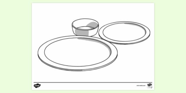 FREE! - Plates and Bowls Colouring | Colouring Sheet
