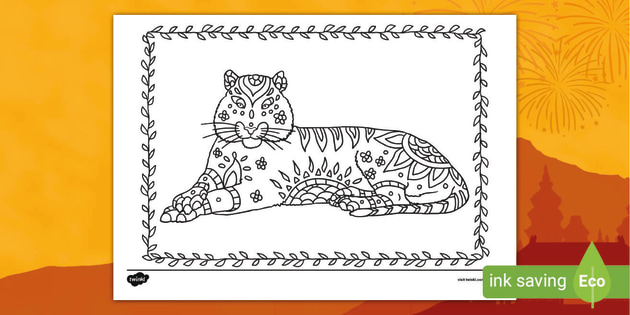 KS1 Year of the Tiger Chinese New Year Mindfulness Colouring