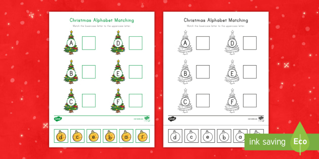 Christmas Alphabet Matching Activity: Letters A-F