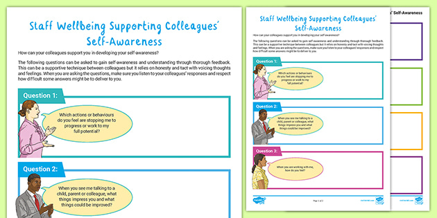Supporting Staff Self-Awareness Activity - Twinkl Wellbeing