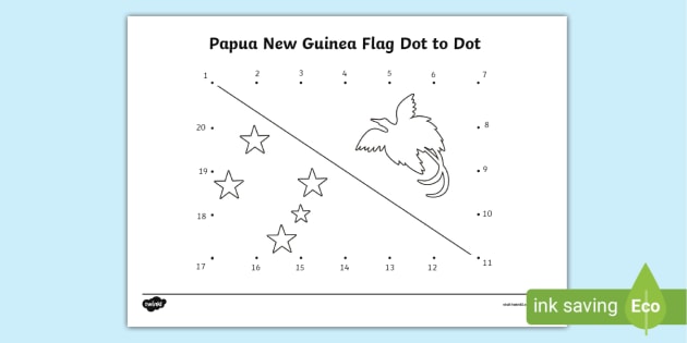 Papua New Guinea Flag Dot to Dot Worksheet