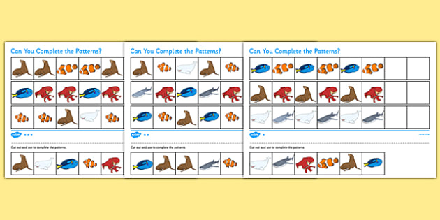 Under the Sea Complete the Pattern Activity - Under the Sea Maths Activity