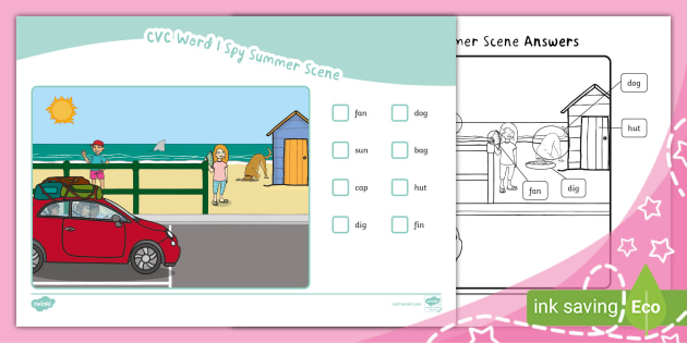 CVC Word I Spy Summer Scene (teacher made)