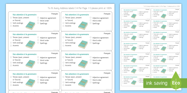 Time-Saving French Marking Grammar Stickers (teacher made)