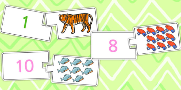 Jungle Themed One To Twelve Counting Matching Puzzle - count