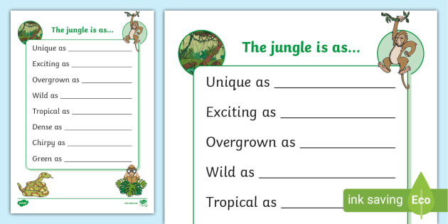 Jungle Simile Poem Template (teacher made)