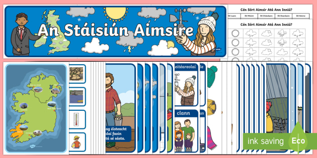 Weather Station Display Pack Gaeilge - Aistear, Infants, English