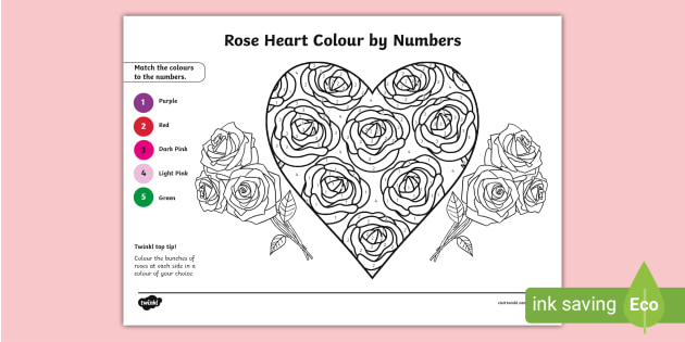 FREE! - Rose Heart Colour by Number (teacher made)