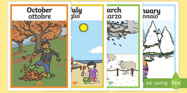 Months of the Year Season Posters English/Italian - Months Of The Year
