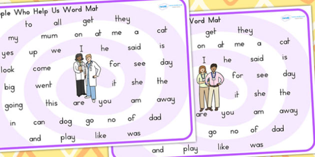 FREE! - People Who Help Us Prep and Kindergarten Word Mat - keywords