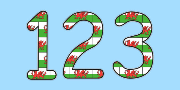 Welsh Display Numbers Flag - displays, number, flags, poster