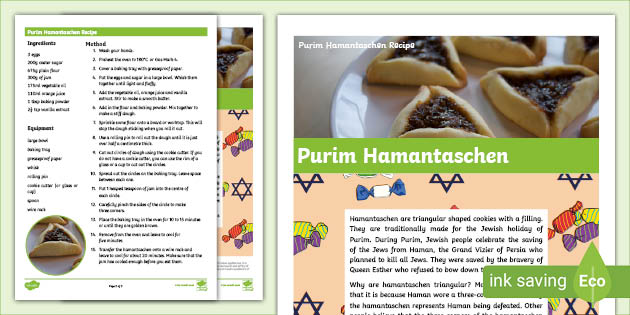 Purim Hamantaschen Recipe (teacher made)