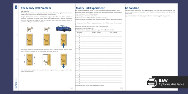 👉 The Monty Hall Problem (teacher made)