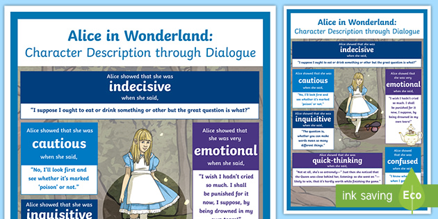 KS2 Character Description through Dialogue Poster: Alice in Wonderland