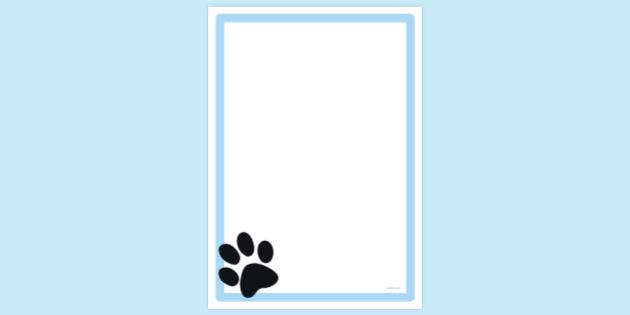 FREE! - Simple Blank Silhouette of a Paw Print Page Border | Twinkl