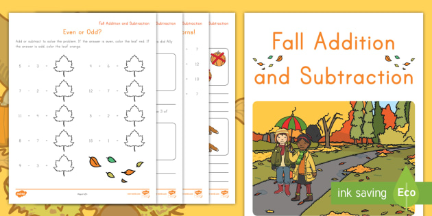 Fall Addition and Subtraction Activity Booklet