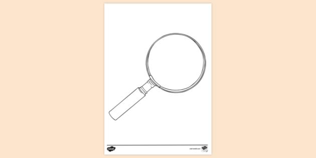 FREE! - Magnifying Glass Short Handle Colouring | Colouring Sheets