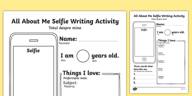 All About Me Selfie Writing Worksheet English/Portuguese - photo ...