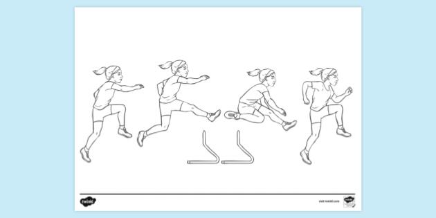 Hurdling Technique Colouring Sheet | Colouring Sheets