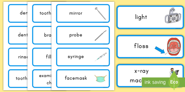 Dentist Dramatic Play Word Cards - dentist, role play, word cards