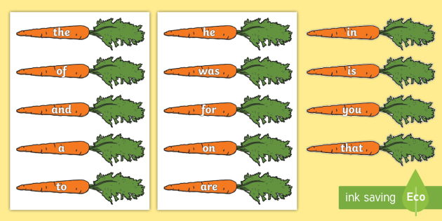 Sight Word Carrots Cut Outs (teacher made)