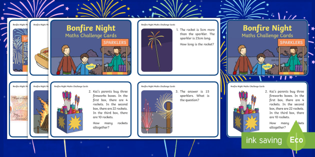 Bonfire Night Maths Challenge Cards