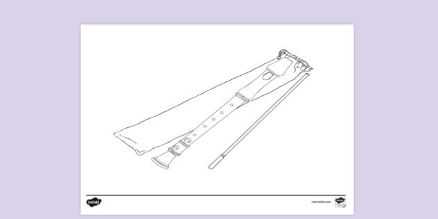 Recorder with case and cleaning rod Colouring | Colouring Sheets