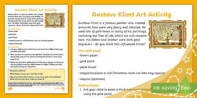 Gustave Klimt Art Activity