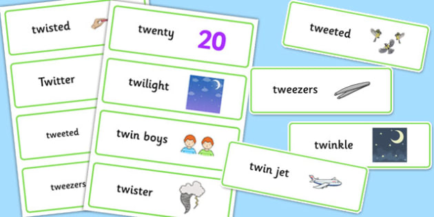 Two Syllable TW Word Cards