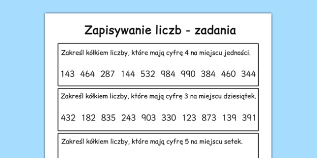 Arkusz Liczby trzycyfrowe po polsku (teacher made)